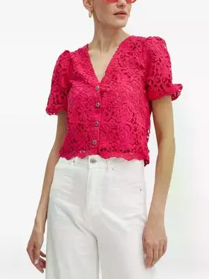 MORGAN Oria Floral Lace V-neck Top