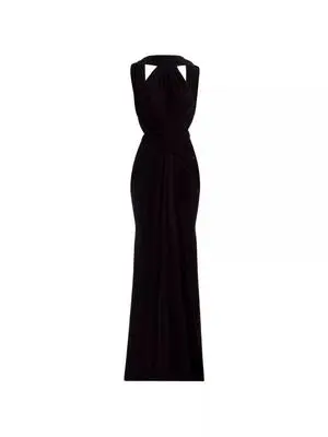 Elie Saab Halter-neck Draped Maxi Dress - Black