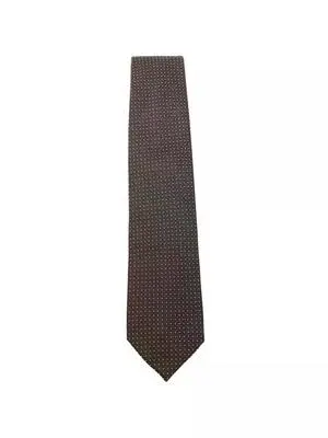 Corneliani Geometric Pattern Silk Tie - Brown