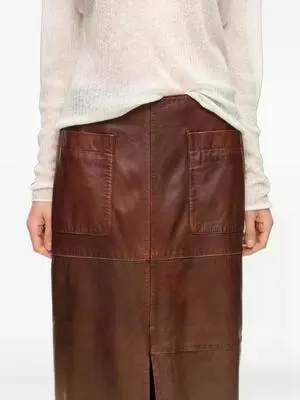 Bimba Y Lola Washed Leather Midi Skirt