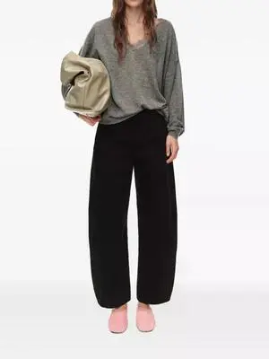 Bimba Y Lola Long Dark Gray Melange Wool And Lace Sweater