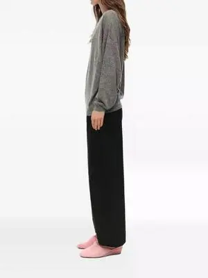 Bimba Y Lola Long Dark Gray Melange Wool And Lace Sweater