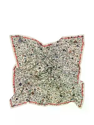 Bimba Y Lola Light Gray Lace Floral Scarf Neutrals