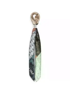 Bimba Y Lola Aquamarine Geometric Snakeskin-design Patchwork Scarf Charm - Blue