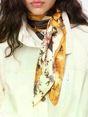 Bimba Y Lola Ocher Romantic Flowers Patchwork Scarf