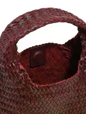 Bimba Y Lola Small Burgundy Plaited Leather Paper Bag