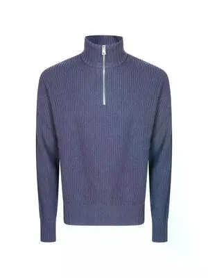 DIANA STUDIO Ribbed Knit Quarter-zip Sweater - Blue