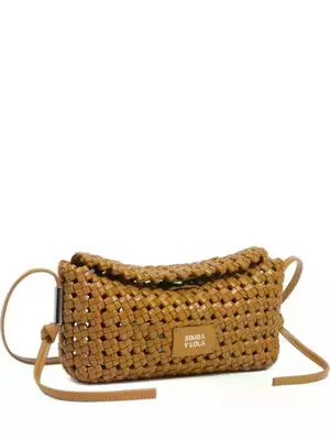 Bimba Y Lola Small Lime Plaited Leather Mini Crossbody Bag - Brown