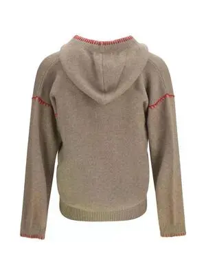 BAZISZT Contrast-stitch Hooded Sweater - Neutrals