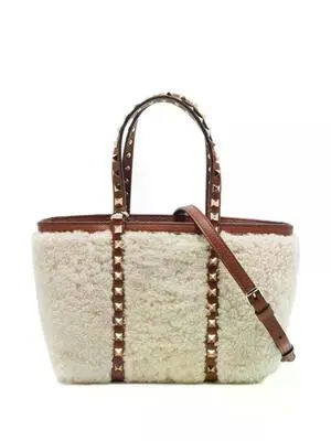 Valentino Garavani Mini Rockstud Shearling Tote Bag