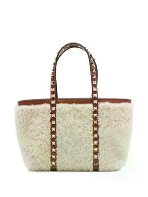 Valentino Garavani Mini Rockstud Shearling Tote Bag