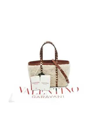 Valentino Garavani Mini Rockstud Shearling Tote Bag