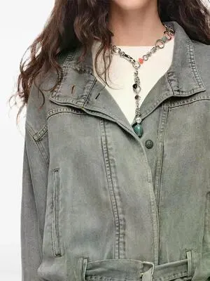 Bimba Y Lola Washed Light Gray Fluid Denim Jacket