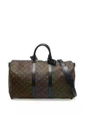 LOUIS VUITTON Keepall Bandoulière Monogram Macassar Duffel Bag