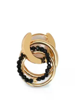 Bimba Y Lola Medium Multi-hoop Earrings With Black Crystals
