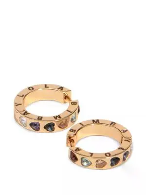 Bimba Y Lola Medium Multicolor Crystals Heart-logo Hoop Earrings