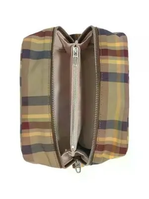 Bimba Y Lola Small Khaki And Garnet Tartan Jacquard Make-up Case - Neutrals