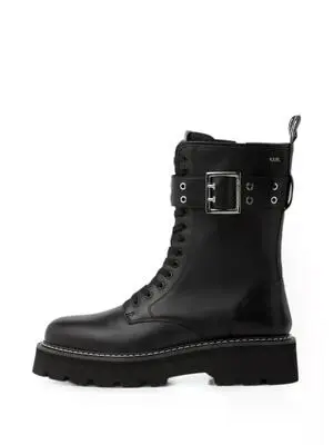 Karl Lagerfeld Kyla Lace-up Buckle Boots - Black