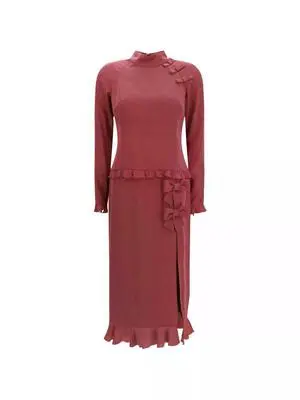 Alessandra Rich Midi Bow-embellished Ruffled Dress