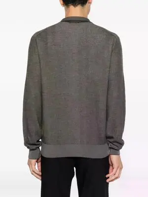 Brioni Ribbed Knit Long Sleeve Polo Sweater