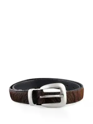 MOLEBO M2456 Hair-on Cowhide Belt With Silver-toned Hardware - Brown