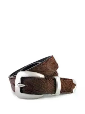 MOLEBO M2456 Hair-on Cowhide Belt With Silver-toned Hardware - Brown