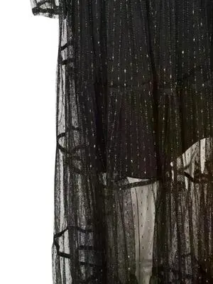 TWINSET Long Tulle Dress With Pleated Flounces And Lace Inserts