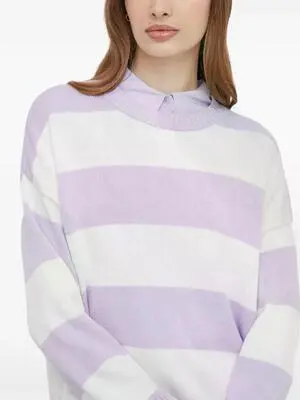 BENETTON Horizontal Stripe Sweater - Purple