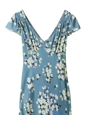 Rixo Floral Print Midi Dress - Blue