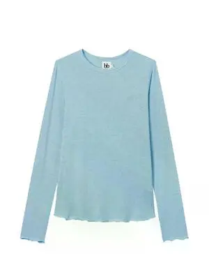 B+AB Logo-embroidered Long-sleeve T-shirt - Blue