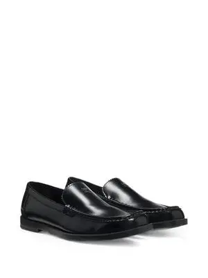 Hugo Leather Moccasins With Stacked Logo Detail