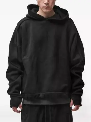 THOM KROM Raw-edge Panelled Hoodie - Black