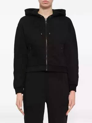 Kenzo Logo Embroidered Zip-up Hoodie - Black