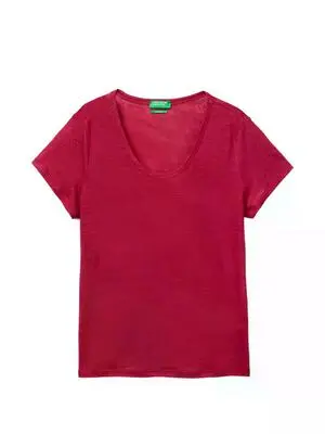 BENETTON Scoop-neck Short-sleeve T-shirt - Red