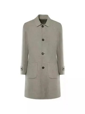 Eleventy Herringbone-pattern Single-breasted Coat - Grey