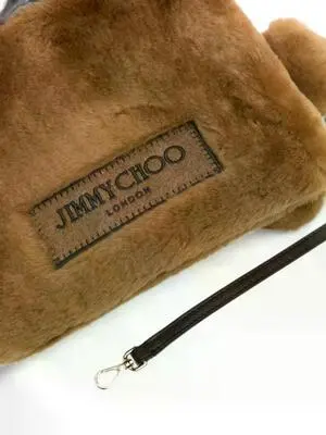 JIMMY CHOO Faux Shearling Drawstring Tote Bag