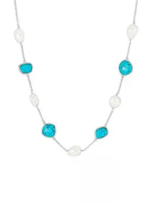 DOWER & HALL Turquoise And Baroque Pearl Necklace