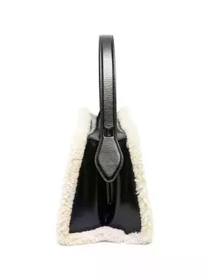 Khaite Shearling-trimmed Leather Tote Bag