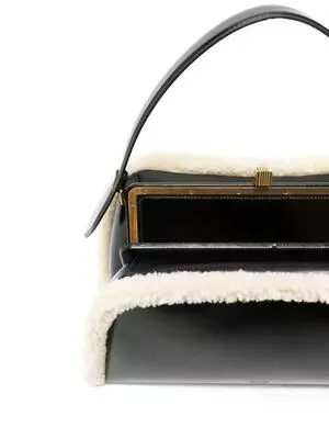 Khaite Shearling-trimmed Leather Tote Bag