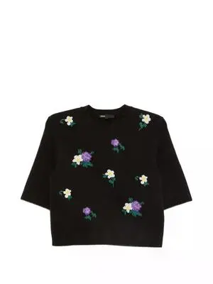 Maje Floral Beaded Short-sleeve T-shirt