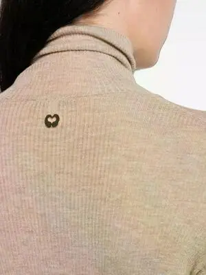 Maje Ribbed Knit Roll Neck Sweater