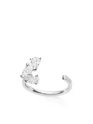 REPOSSI 18kt White Gold Serti Sur Vide Diamong Ring - Silver