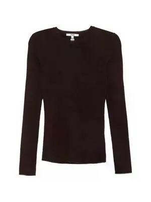 Maje Ribbed Knit Long Sleeve Sweater - Brown