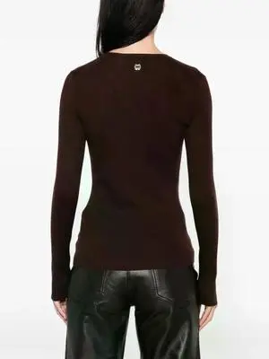 Maje Ribbed Knit Long Sleeve Sweater - Brown