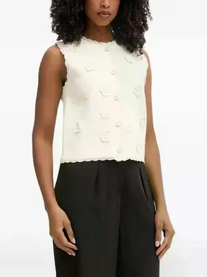 MORGAN Floral-appliqué Lace-trim Cardigan - White