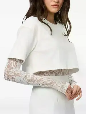 HAMZA Osaka Lace-panelled Cropped Top By - White