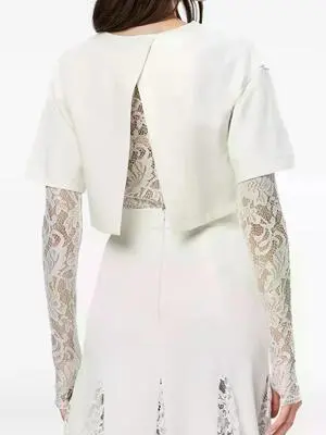 HAMZA Osaka Lace-panelled Cropped Top By - White