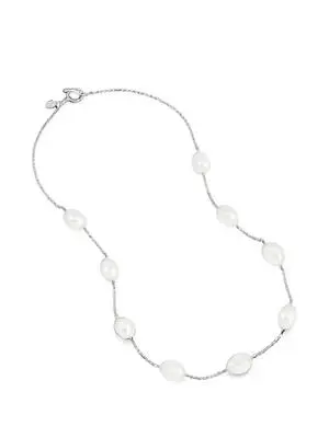 DOWER & HALL Baroque Luna Pearl Chain Necklace - Silver
