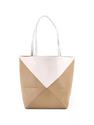 Loewe Puzzle Fold Leather Medium Tote Bag - Neutrals