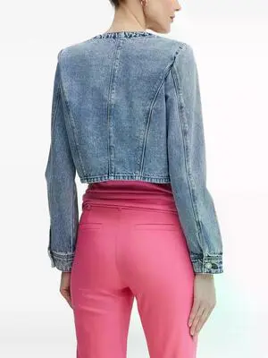 MORGAN Vcharme Collarless Cropped Denim Jacket